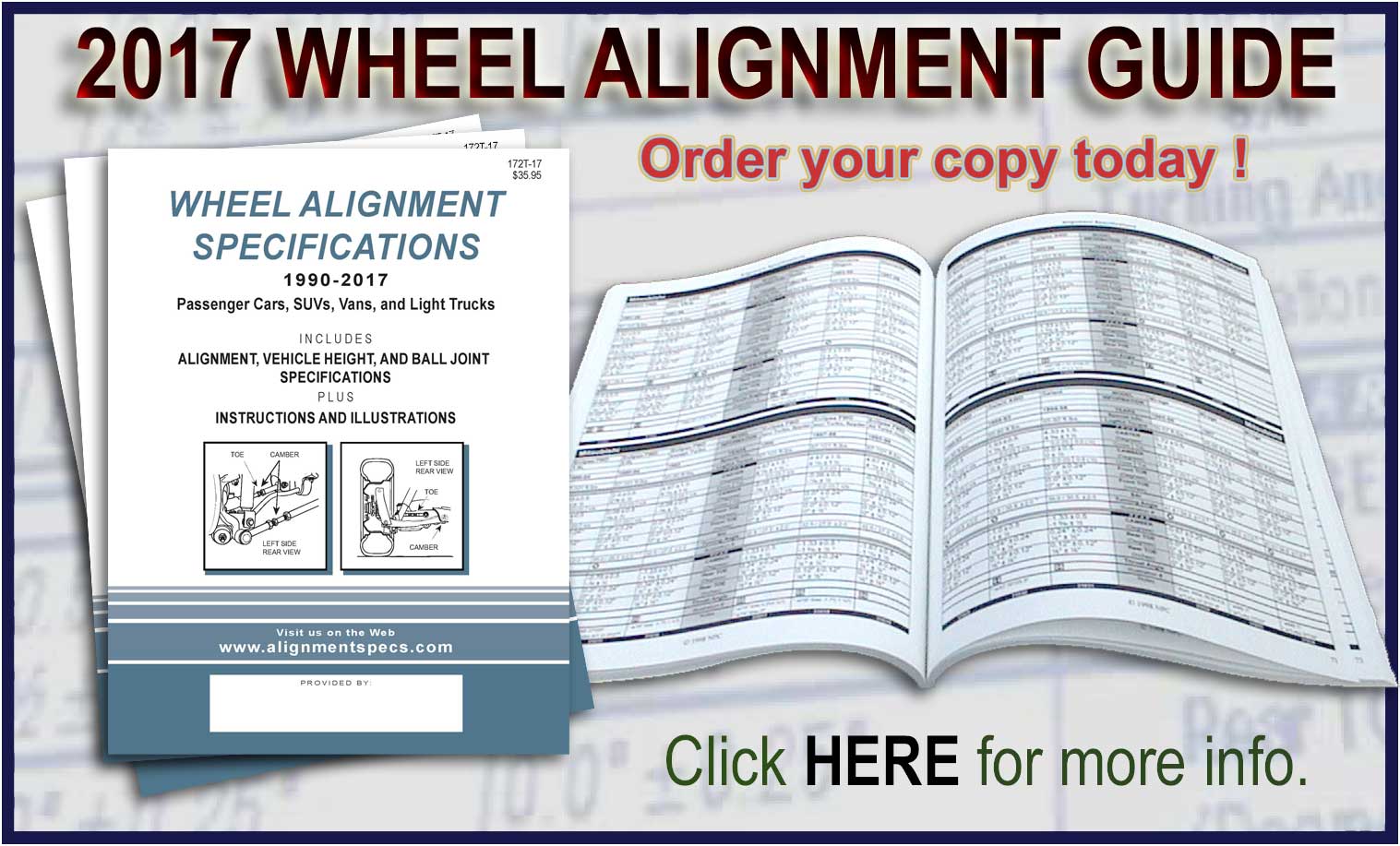 AlignmentSpecs.com Online Wheel Alignment Specs, Data Books and CDs AlignmentSpecs.com Online Wheel Alignment Specs, Data Books and CDs